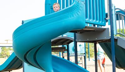 SpyroSlide® - 56" High Plastic Slide with 270 Degree Turn