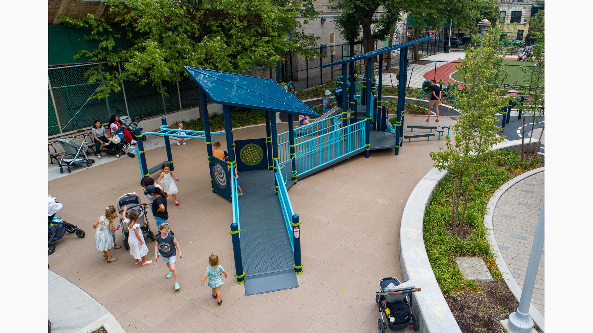William E. Sheridan Playground - Playground Towers in urban city park