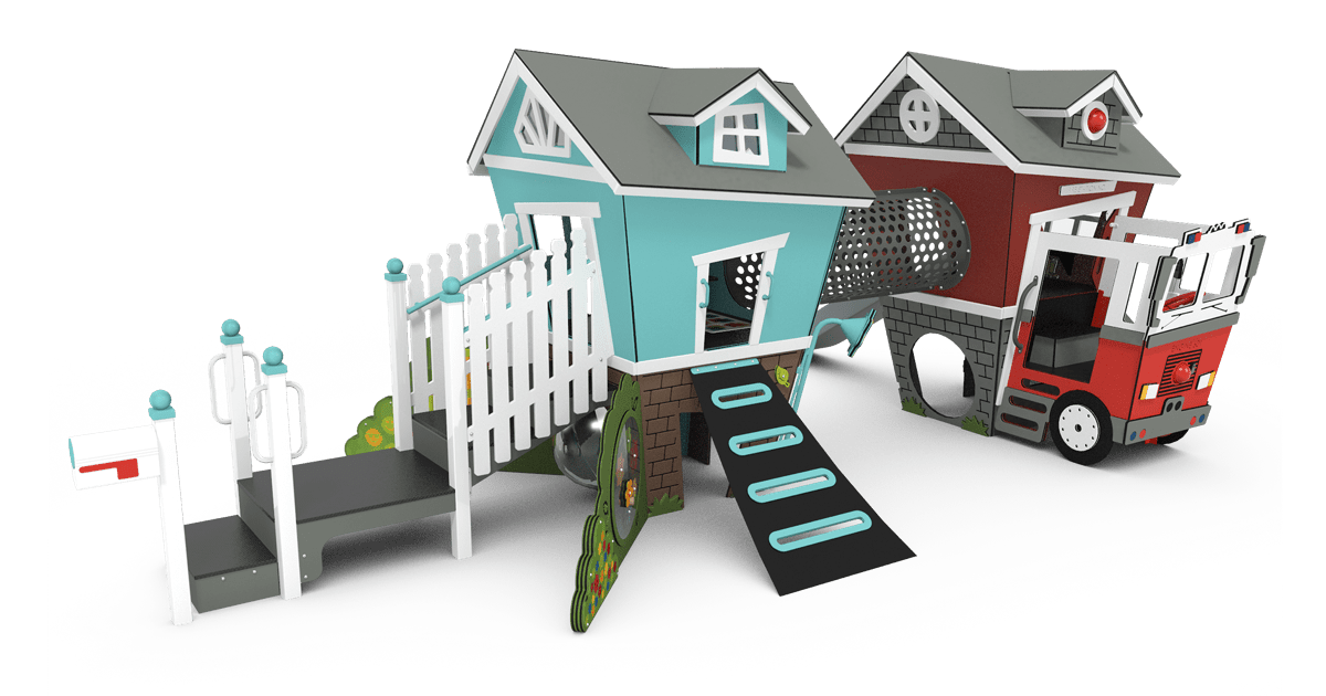 Loft + Fire Station - Outdoor Interactive Playhouses - EN Design Standards