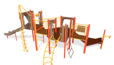 PlaySense® Design 302 - 3 Slides, Corkscrew Climber, Ladders