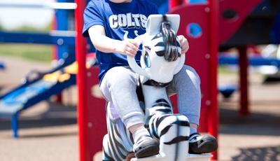 The Whimsy Rider Zebra brings zoo fun to the playground