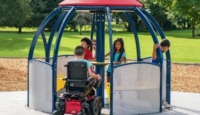 We-Go-Round® Merry Go Round Playground Spinner with Perforated Panels