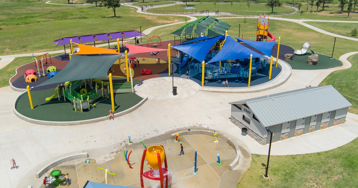 Mt. Hebron Park - Sprawling playground for all ages covered with colorful SkyWays® shade sails!